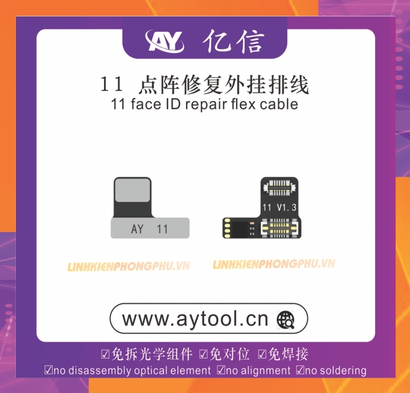Cáp sửa Face ID AYTool A108 Không Khò Hàn: X-12ProMax